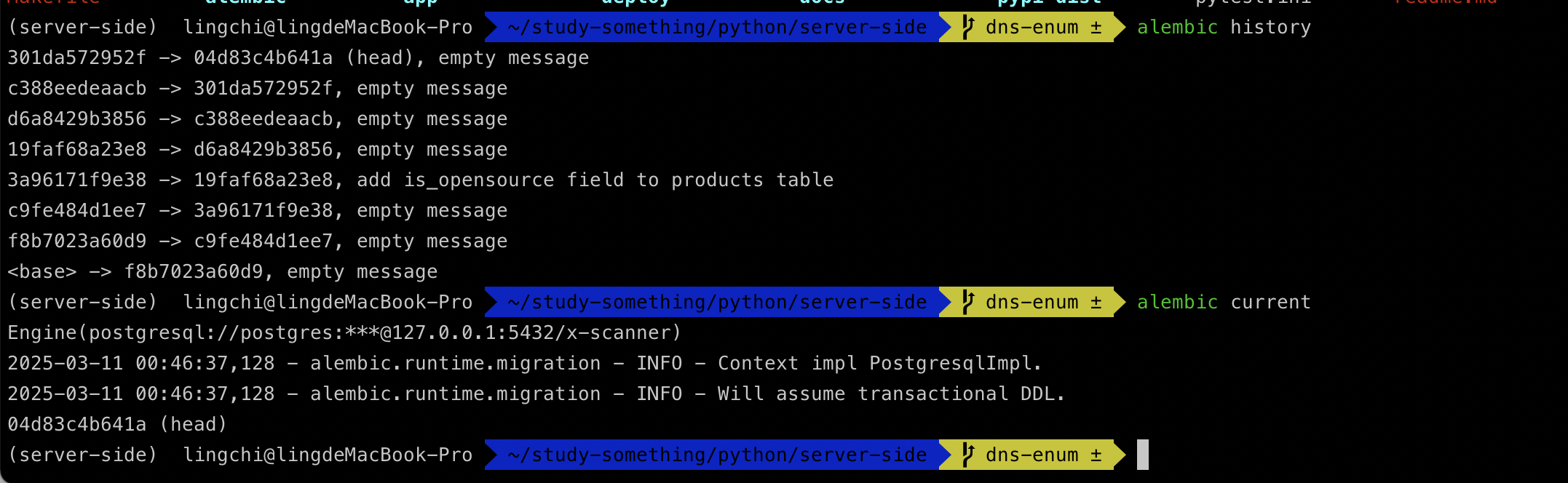 实践操作alembic数据库迁移增删改查以及协同开发 - zpchcbd - 博客园