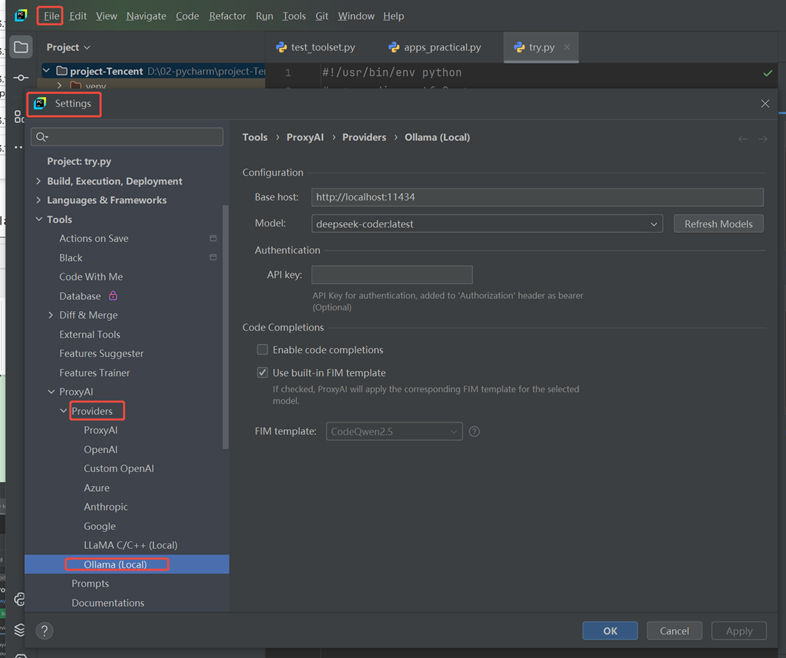 Pycharm+Ollama+DeepSeek+ProxyAI本地大模型辅助编程 - 东篱野鹤 - 博客园