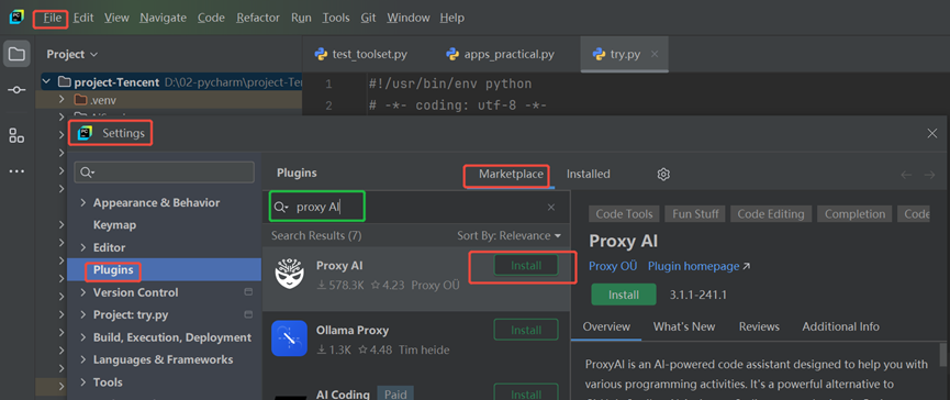 Pycharm+Ollama+DeepSeek+ProxyAI本地大模型辅助编程 - 东篱野鹤 - 博客园