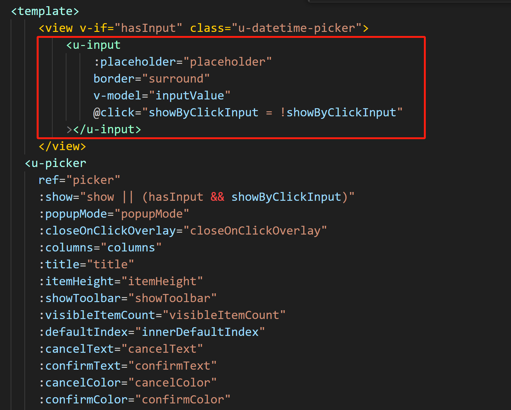 vue3 中 uview / uview-plus - DatetimePicker 时间选择器 页面视图不更新， hasInput 属性不更新 - pandajs163 - 博客园