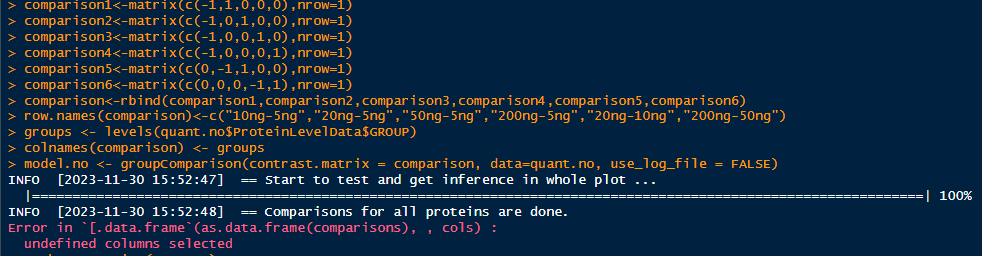 DIANN-MSstats groupComparison Issue: undefined columns selected - DaqianLU - 博客园