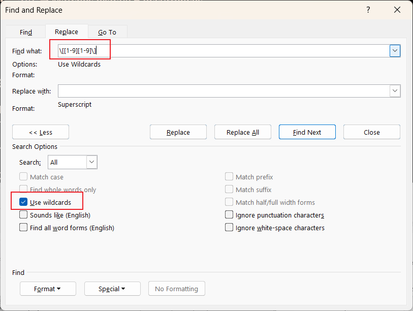 [1125] Using Regular Expressions in Word's Find and Replace Function - McDelfino - 博客园