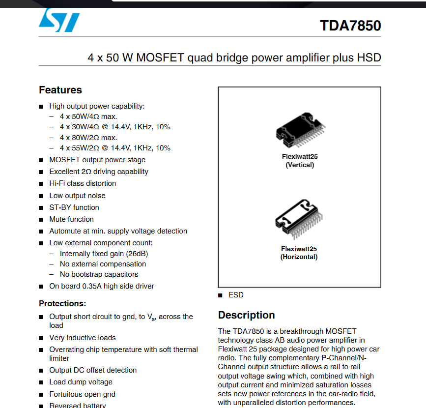 TDA7850的数据手册参数解读及应用示例分享 - 吃肉搭颗蒜 - 博客园