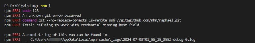 Npm I 的时候报错 Git No Replace Objects Ls Remote Sshgitnhn 1931