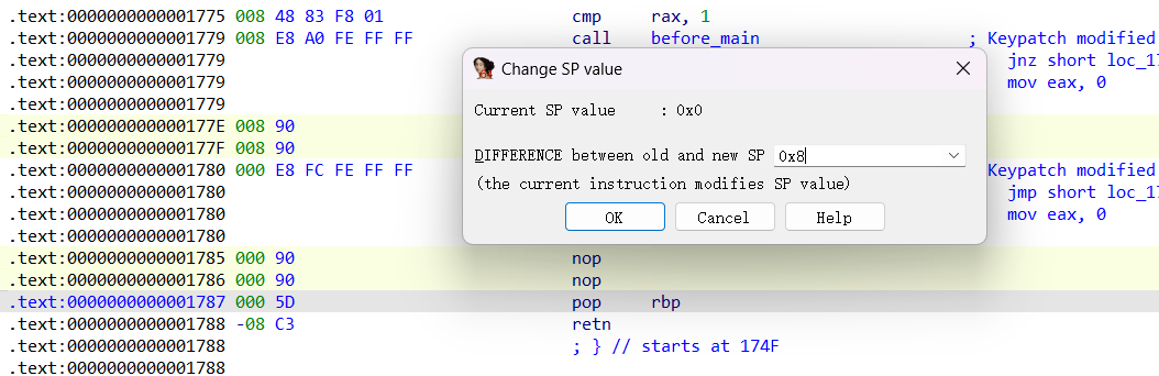 ida调用未调用的函数 修改传参 修改汇编 keypatch实现 main endp ; sp-analysis failed 读取寄存器 - bygeeee - 博客园
