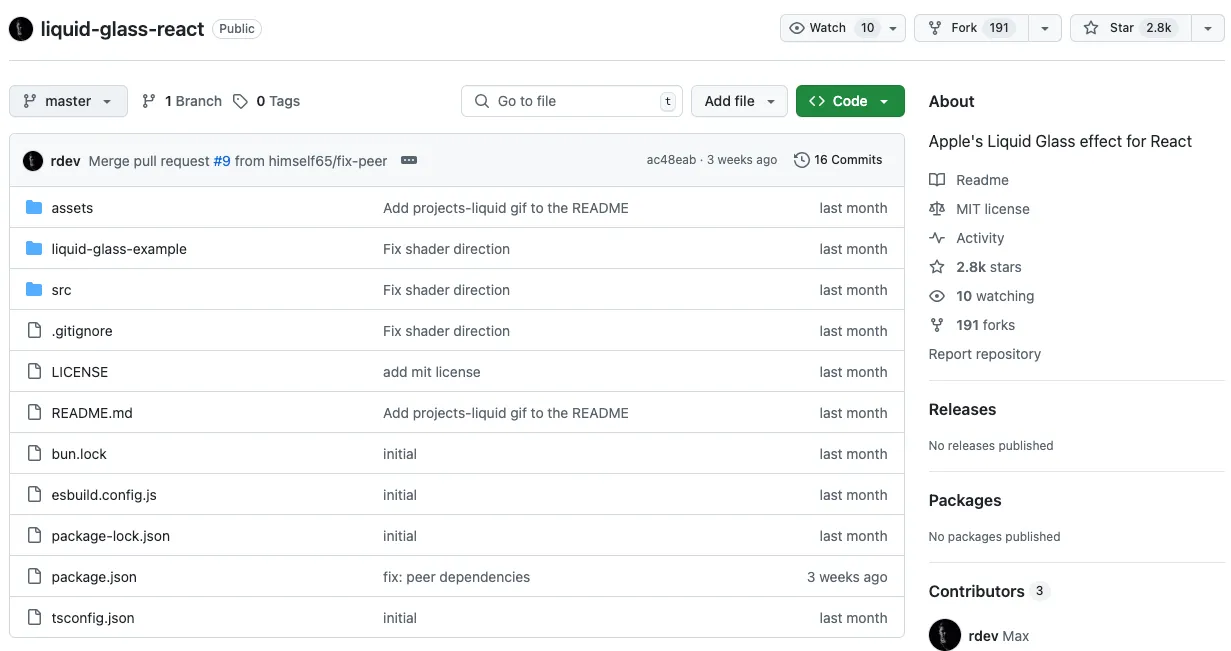 GitHub 2.8k star 开源既封神，“Liquid‑Glass‑React”，让你前端界面瞬间拥有苹果级液态玻璃效果！ - 小华同学ai - 博客园