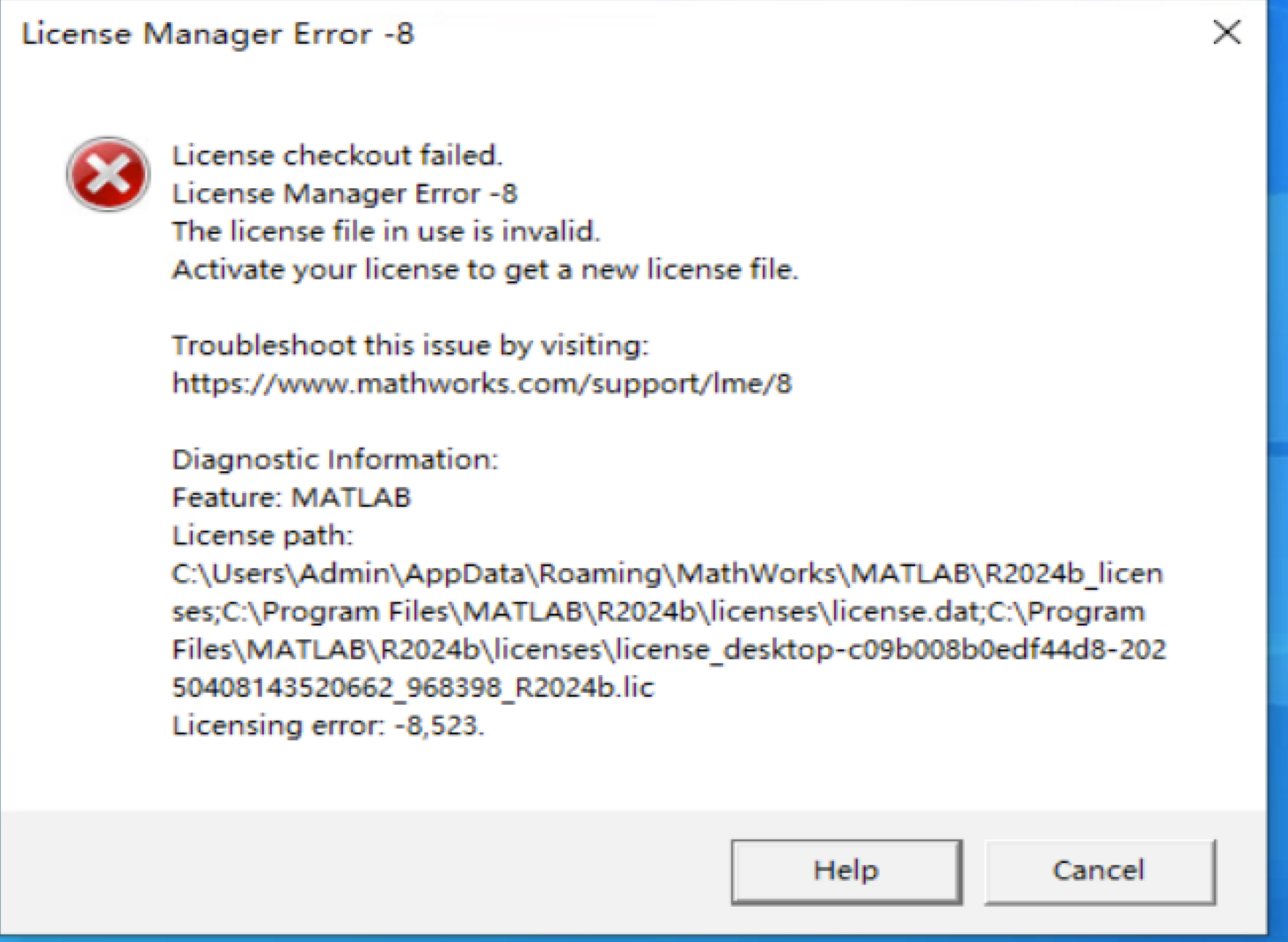 matlab r2024b License Manager Error -8怎么解决 - 小宁学习记录 - 博客园