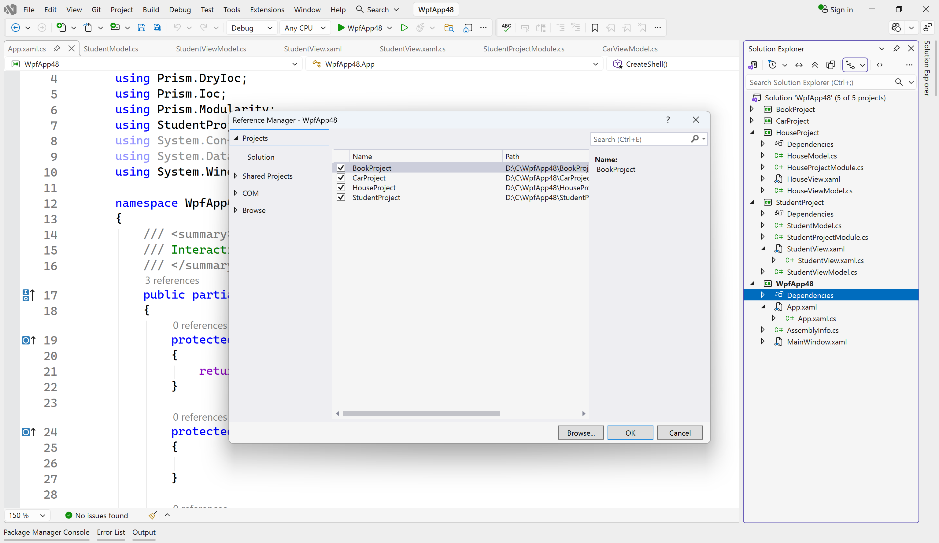 WPF Prism.Wpf, Prsim.DryIOC integrate sub module/project into main module via IRegionManager ...